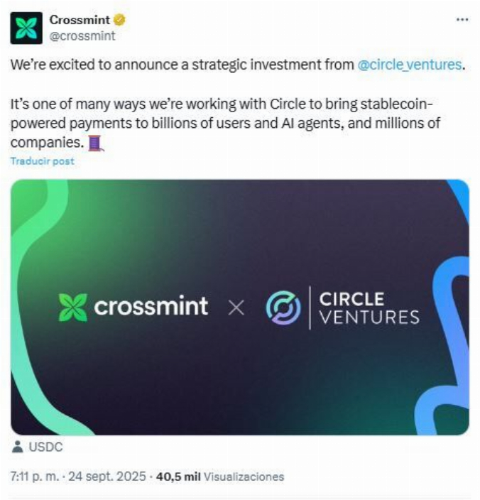 Circle Ventures se asocia con Crossmint para expandir USDC | Estrategias de Inversión